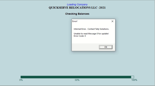 How To Solve Unable To Read Message 0 For Update Error Code 0 In Tally Diy Tally Support
